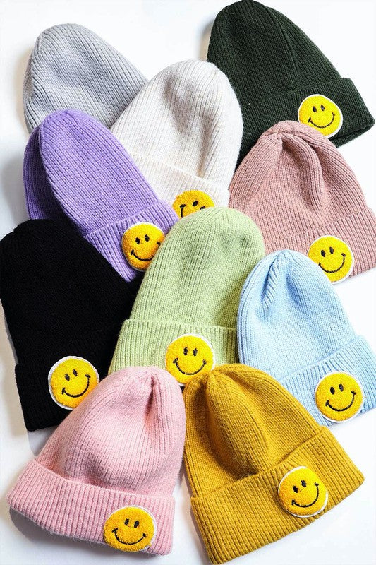 Smiley Face Beanie/ 4 Colors – Silver Dollar Boutique