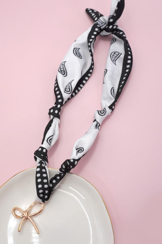 Handmade Scarf Necklace/ Black Paisley Bow – Silver Dollar Boutique